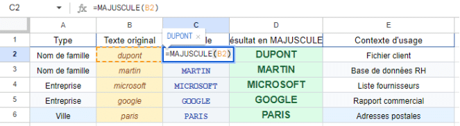 Fonction Majuscule Sur Excel : Utilisation Et Exemple